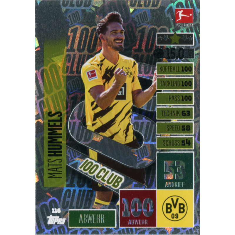 Match Attax Bundesliga 20/21 - 116 - Mats Hummels, 3,99